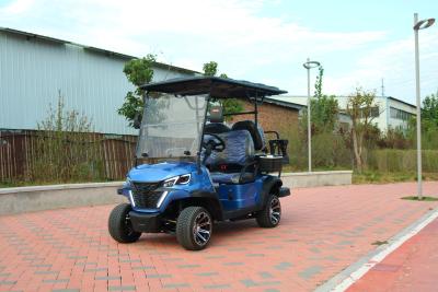 China 2+2-Seater Low-Key Luxury Blue Electric Golf Cart With High Horsepower 14-Inch Off-Road Tires For Various Scenes Such As Mountains And Beaches for sale
