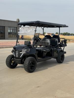 China 4+2-Seater Black Electric Off-Road Luxury Golf Cart Lithium Battery Equipped With 14-Inch Off-Road Tires for sale