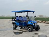 China Blue 4+2-Seater Electric Off-Road Luxury Golf Cart Lithium Battery Equipped With 14-Inch Off-Road Tires Customizable color and LOGO for sale