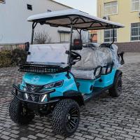 China Luxury 4+2 Seater Blue Electric Off-Road Golf Cart Lithium Battery Equipped With 14-Inch Off-Road Tires for sale