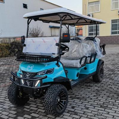 China Luxury 4+2 Seater Blue Electric Off-Road Golf Cart Lithium Battery Equipped With 14-Inch Off-Road Tires for sale
