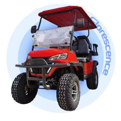 China Modern Latest Design Red Utility 48V-72V Lithium 2+2 Electric Golf Cart Buggy with Caddie Stand for sale