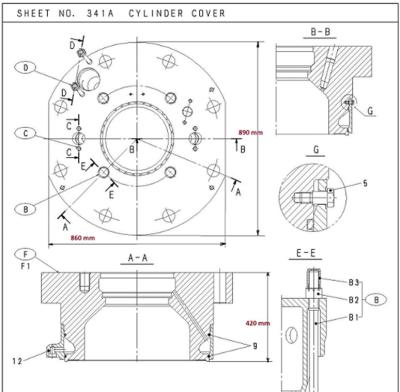 China 6S50MC-C Engine Cylinder Cover , Cylinder Head Cover For MITSUI / MAN B&W for sale