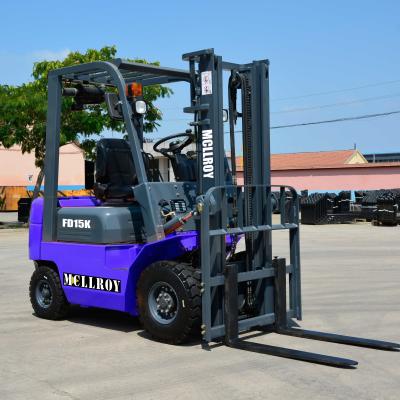 China 2255mm Overall Length 4 Wheel Diesel Forklift FD15 Small Forklift Truck for sale