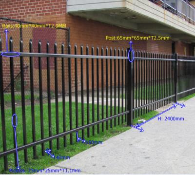 China Multi Function Black Steel Fence Steel Garden Fencing For Park / Apartment for sale