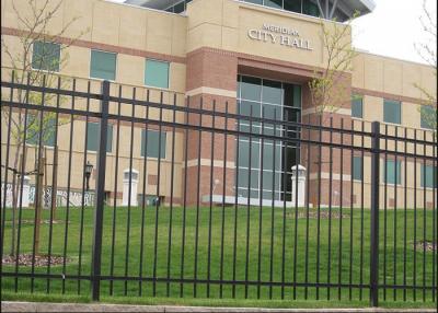 China Hot Dipped Galvanized Black Steel Fence , Steel Tube Fence 25*25mm Picket Rail for sale