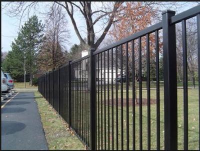 China 1.8m H Powder Coated With Black Color Of Steel Tubular Fence For 2 Rails for sale