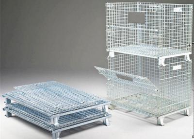 China Sliver Color Collapsible Pallet Cages , Heavy Duty Storage Cages For Sports Equipment for sale