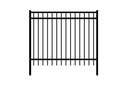 China 3 Rails Black Steel Fence , Residential Beautiful Metal Security Fencing for sale