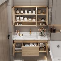 China Counter Top Bathroom Washbasin Cabinet Modern Wall Hung With Mirror For Hotel for sale