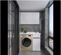 China Space Aluminum Balcony Bathroom Wash Basin Cabinet Mildew Proof for sale