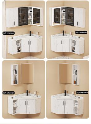 China Smart Mirror Oak Bathroom Wash Basin Cabinet Rock Plate Integrated for sale