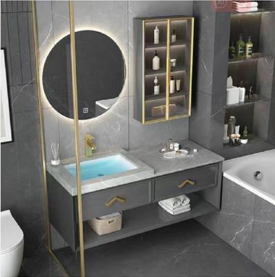 China Faucet Included Wash Basin Vanity Cabinet With Mirror And Pop Up Waste for sale