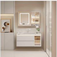 China Rustic Style Bathroom Cabinet with Natural Stone Wash Basin for sale