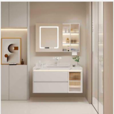 China Rustic Style Bathroom Cabinet with Natural Stone Wash Basin for sale