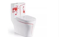 China Colorful Gold Sanitary Ware Toilet Hotel Single Piece Commode Super Siphon for sale