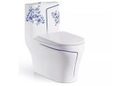 China Colorful Gold Sanitary Ware Toilet Hotel Single Piece Commode Super Siphon for sale