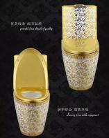China Bathroom Ceramic Gold One Piece Floor Mounted Toilet 1 Piece Wc for sale