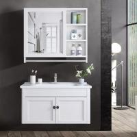 China White High Gloss Aviation Bathroom Wash Basin Cabinet storage Aluminum Ceramic for sale