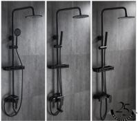 China 3 Way Black Gold Adjustable Hand Held Shower Heads Rain Head Shower Set for sale