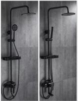 China 3 Way Black Gold Adjustable Hand Held Shower Heads Rain Head Shower Set for sale