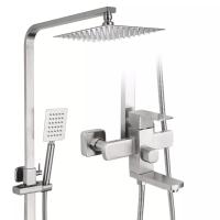 China Thermostatic Shower Mixer Square Chrome Bathroom Twin Head Set for sale