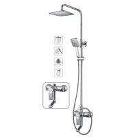 China Thermostatic Shower Mixer Square Chrome Bathroom Twin Head Set for sale