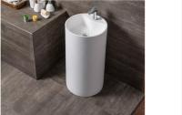 China Floor Standing Korean Top Bathroom Wash Basin Black White Marble Pattern Column Pedestal for sale