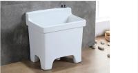 China Oval White Mop Pool Small Free Standing Utility Sink Ceramic Body for sale
