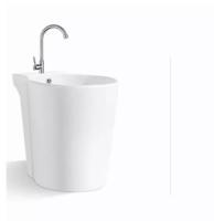 China Oval White Mop Pool Small Free Standing Utility Sink Ceramic Body for sale