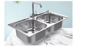 China Double Basin Drop In Stainless Steel Single Basin Undermount Kitchen Sink for sale