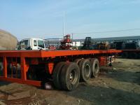 China 3 AXLEX used container trailer low bed Semi-trailer with tri-axle for sale
