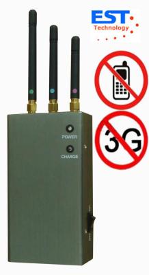 China CDMA / GSM Portable Cell Phone Jammer Blocker EST-808HC With 3 Antenna for sale