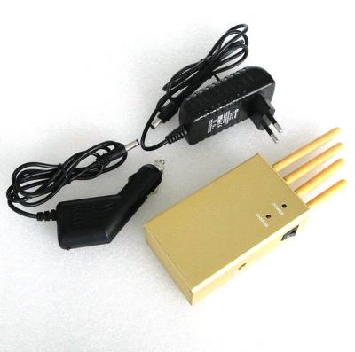 China WIFI / GPS Portable Cell Phone Jammer 4 Antenna With 10m Jamming Range for sale