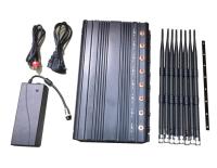 China 1-40m Adjustable 24/7 Continuously Working 8 Bands Cell Phone 2G 3G 4G WIFI GPS Signal Jammer for sale