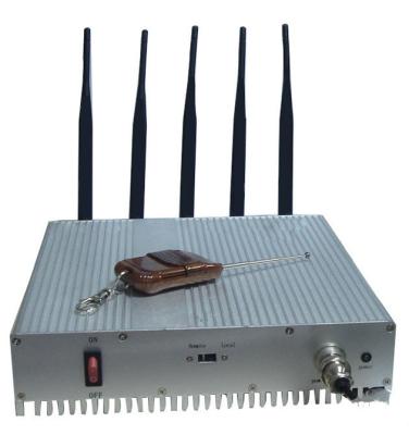 China Remote Control 3G Cell Phone Signal Jammer 5 Bands Stationary Indoor Use for sale