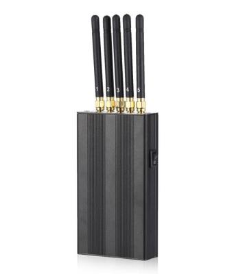 China 5 Antennas GPS Signal Jammer 20m Handheld Mobile Phone WIFI For Indoor for sale
