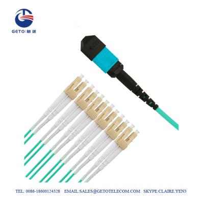 China 3M 12 Core Multi Mode MPO To LC 3mm Optic Fiber Patch Cord for sale