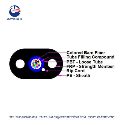 China Mini Self Supporting OM4 Flat Drop Fiber Cable 12 Cores for sale