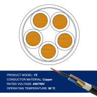 China YZ 300/500V Flexible Power Cable 5X2.5 Copper Core Rubber Insulated Cable for sale