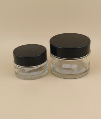 China Screw Lid Clear Glass Cream Jar For Customized Lotion for sale