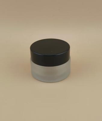 China Clear Matte Glass Cream Jar With Black Screw Lid For Women's Cosmetics for sale