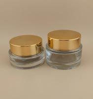 China Clear Glass Cream Jar with Golden Screw Lid For Female Lotion for sale