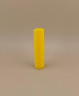 China Plastic Lipsticks Small Smooth Yellow Lip Balm Packaging With Pink Lid for sale