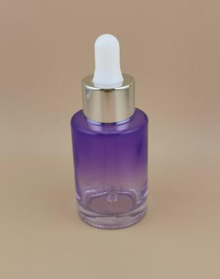 China New Design Clear Gradual Change Purple Smooth Round Dropper Bottle K-GBL30 for Essence for sale