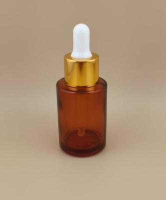 China New Design Clear Light Brown Smooth Round Dropper Bottle K-GBL30 for Essence for sale