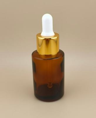 China Customized Design Clear Brown Smooth Round Dropper Bottle K-GBL30 For Essence for sale