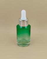 China New Design Clear Gradual Change Dark Green Smooth Round Dropper Bottle K-GBL30 for Essence for sale