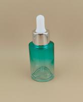 China K-GBL30 Essence Clear Gradual Change Cyan Smooth Round Dropper Bottle For Design for sale