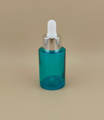 China New Design Clear Cyan Smooth Round Dropper Bottle K-GBL30 for Essence for sale